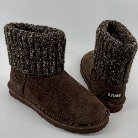 Lamo | Shoes | Lamo Brown Suede Womens Knitted Faux Fur Lining Winter ...